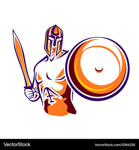 Spartan Warrior With A Sword And A Shield Vector Image