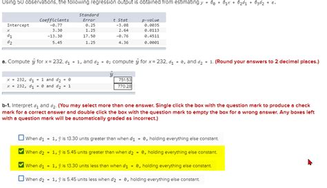 solved using 50 observations the following regression