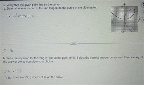 Solved A Verify That The Given Point Lies On The Curve B