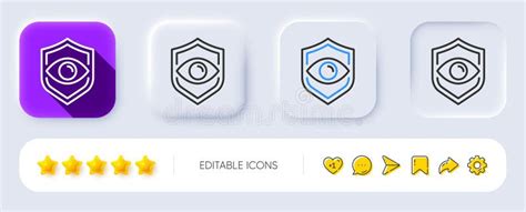 Eye Detect Line Icon Retina Scan Sign Neumorphic Buttons Vector Stock Vector Illustration