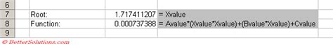 Excel Data Analysis Quadratic Equation