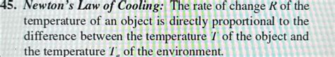 Solved Newton S Law Of Cooling The Rate Of Change R Of The Chegg Com
