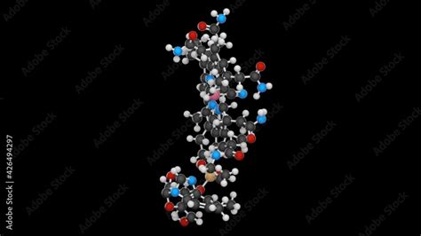 Chemical Structure Of Vitamin B12 Cyanocobalamin Formula C63h88con14o14p 3d Render