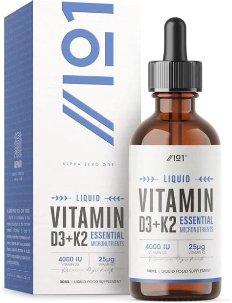 Liquid Vitamin D3 K2 Supplement 4000 Iu And 25mcg Mct Oil 30ml Bottle