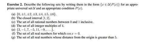 Solved Exercise 2 Describe The Following Sets By Writing Chegg Com