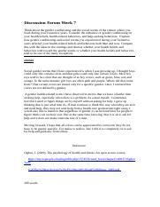 PSYC UNIT Discussion Docx Discussion Forum Week Think About The Gender Conditioning