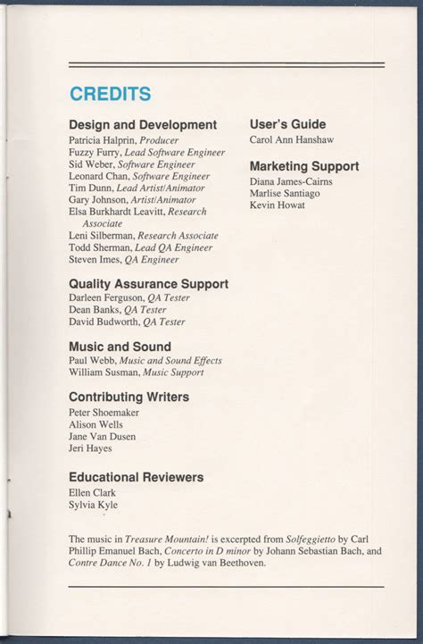 File Treasure Mountain DOS Credits Png Video Game Music Preservation Foundation Wiki