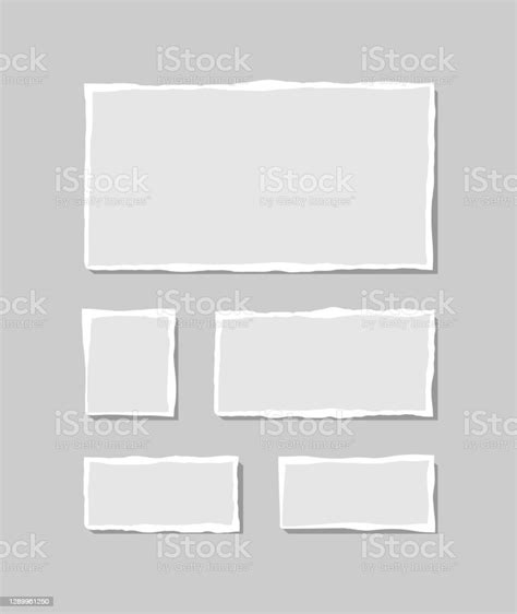 찢어진 흰색 노트 세트 회색 배경에 고립 된 다양한 모양의 찢어진 종이 조각 벡터 그림입니다 0명에 대한 스톡 벡터 아트 및 기타 이미지 Istock