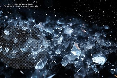 얼음 큐브 입자 및 물 스플래터 완전 투명한 배경 프리미엄 Psd 파일