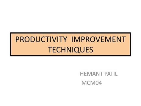 Productivity Improvement Slide Share Ppt