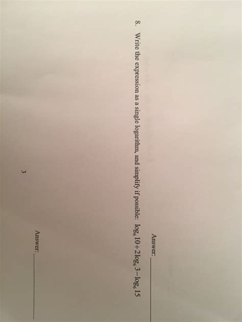 Solved Write The Expression As A Single Logarithm And Chegg