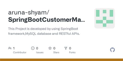 Github Aruna Shyamspringbootcustomermanagement This Project Is