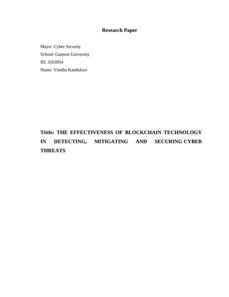 Pdf Tittle The Effectiveness Of Blockchain Technology In Detecting