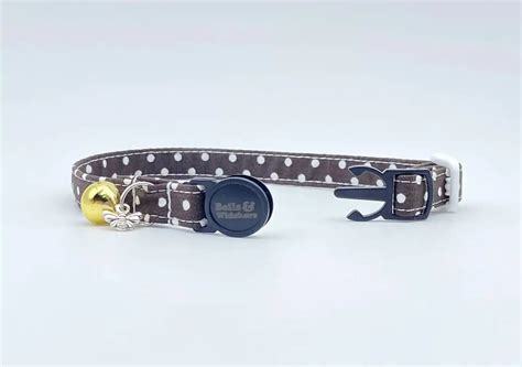 Brown And White Polka Dot Fabric Cat Collar Bells And Whiskers Fabric