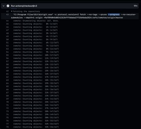 Remove ` Progress` For Fetch · Issue 1420 · Actionscheckout · Github