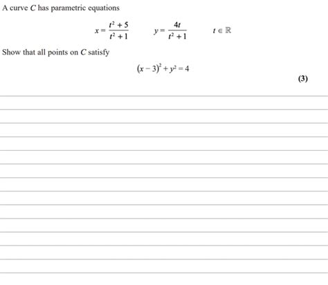 A Level Maths Test Parametric Equations Edexcel