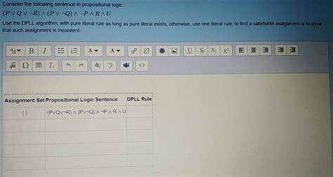 Solved Consider The Following Sentence In Propositional