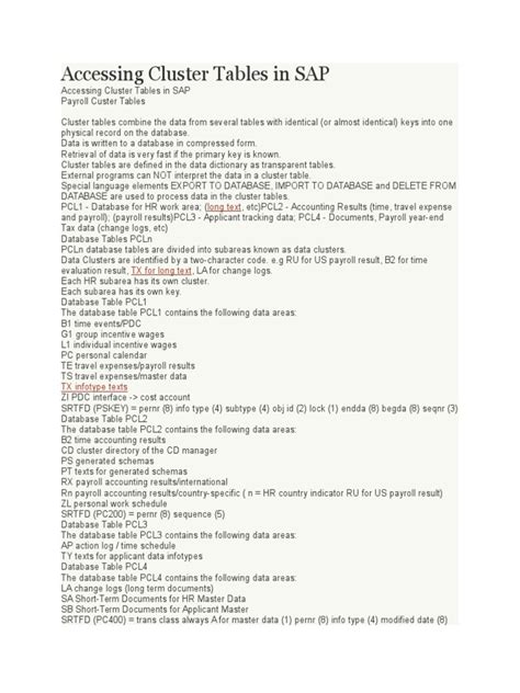Accessing Cluster Tables In Sap Pdf Databases Subroutine