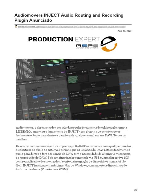Pro Tools Audiomovers Inject Audio Routing And Recording Plugin Anunciado[1] Pdf
