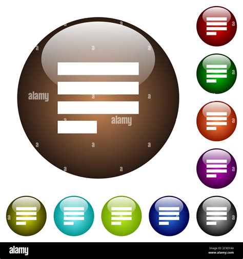 Text Align Justify Last Row Left White Icons On Round Color Glass