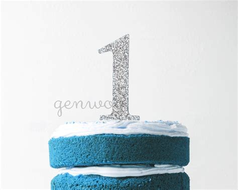 Silver Glitter Number 1 Cake Topper Custom Number 1 Cake Topper For