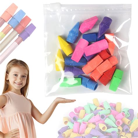Denhf 20pcs Pencil Top Erasers Cute Cap Erasers For Pencils Pencil Erasers Toppers For