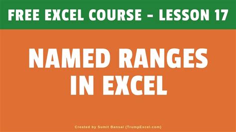 Creating Named Ranges In Excel Dynamic Named Range In Excel Free Excel Course Youtube