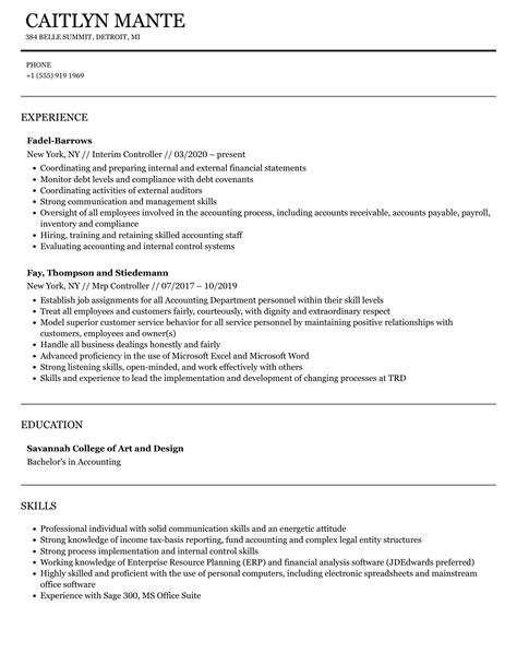 Controller Resume Examples
