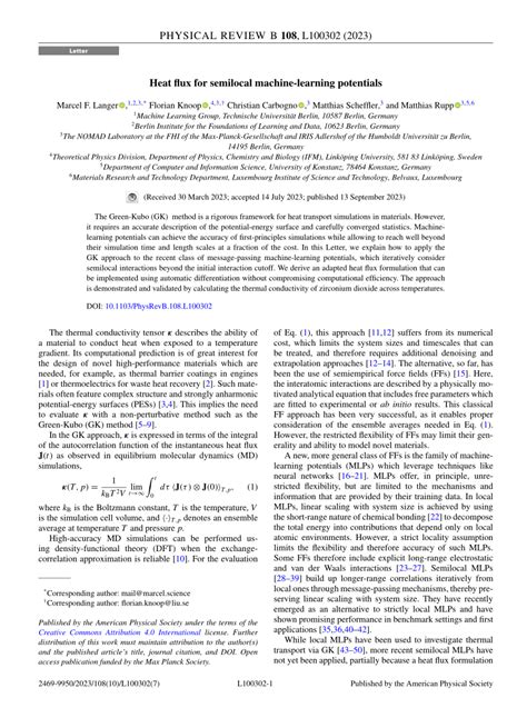 Pdf Heat Flux For Semilocal Machine Learning Potentials