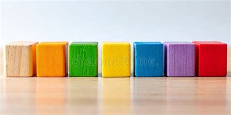 Colorful Wooden Blocks Align Side By Side Ai Generated Content Stock