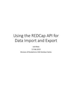Using The Redcap Api For Data Import And Export Using The Redcap Api