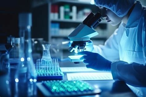Premium Photo A Female Scientist Carefully Examining Specimens Under A Microscope In The