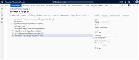设计电子报告格式以对 excel 中生成的文档进行分页 finance and operations dynamics 365