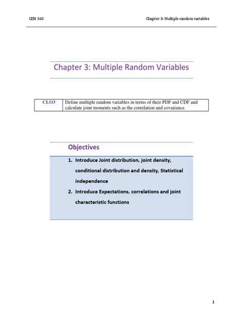Chapter 3 Multiple Random Variables Updated Pdf Probability