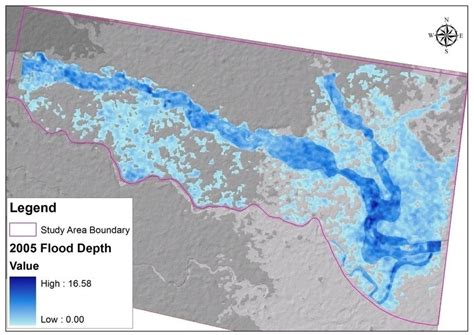 Flood Inundation Map Showing The Extent And Depth Of 2005 Flood The Download Scientific