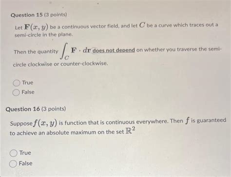 Solved Let Fxy Be A Continuous Vector Field And Let C Be