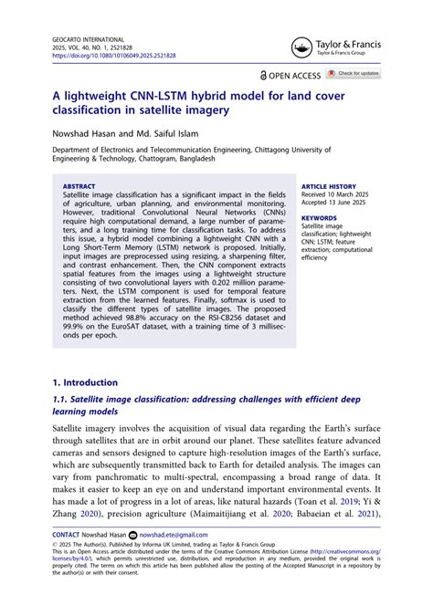 Pdf A Lightweight Cnn Lstm Hybrid Model For Land Cover Classification In Satellite Imagery