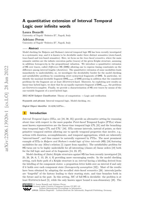 Pdf A Quantitative Extension Of Interval Temporal Logic Over Infinite