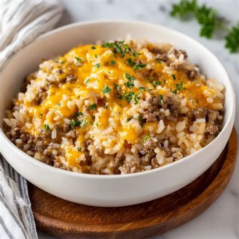 Cheesy Ground Beef And Rice Casserole