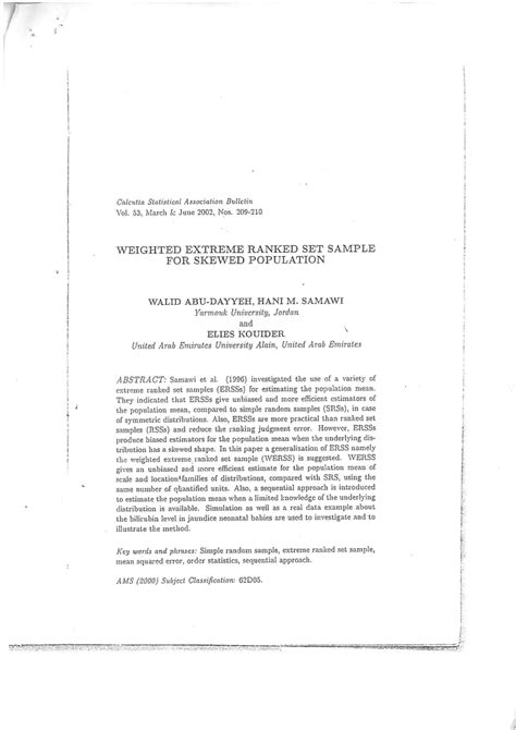 Pdf Weighted Extreme Ranked Set Sample For Skewed Population