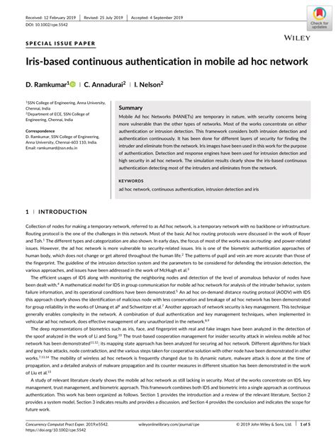Pdf Iris‐based Continuous Authentication In Mobile Ad Hoc Network