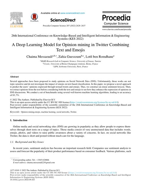 Pdf A Deep Learning Model For Opinion Mining In Twitter Combining Text And Emojis