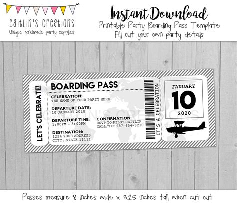 Printable Boarding Pass Invitation Instant Download Gray Etsy Black Invitation Boarding