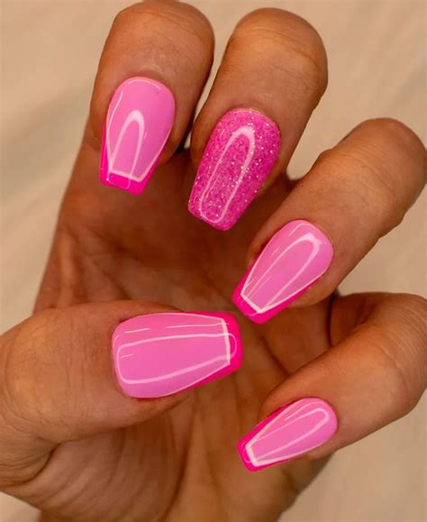 39 Pink Barbie Nails Thatll Make You A Standout Pink Tip Nails Nails Cute Simple Nails