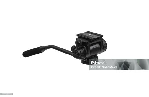 카메라 삼각대의 팬 및 틸트 헤드 카메라를 안전하게 고정하고 사진 및 비디오를 찍을 때 위치의 주요 변화를 고정시키는 메커니즘입니다 흰색 배경에서 격리합니다 0명에 대한