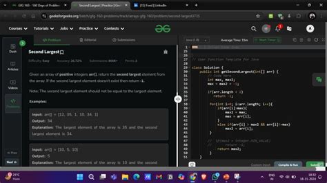 Akarsh Hegde On Linkedin Gfg160 Geekstreak2024 Bmsit Dsa