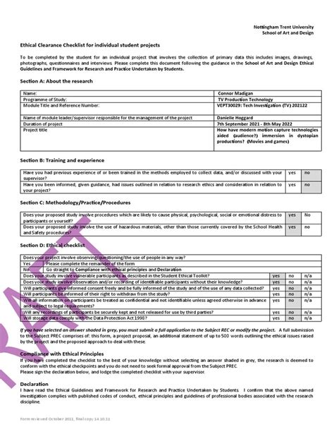 Template Ethics Form Pdf
