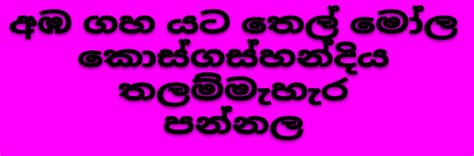 අඹ ගහ යට තෙල් මෝල කොස්ගස්හන්දිය තලම්මැහැර පන්නල පොල් තෙල් සිඳින ස්ථානය