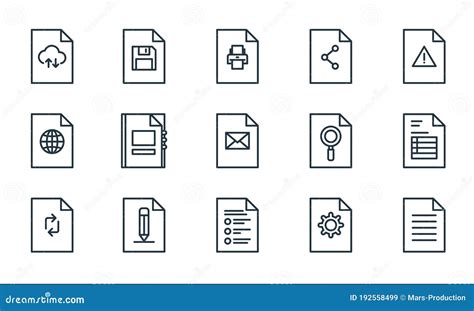 File And Document Outline Line Icons Linear Set Stock Vector Illustration Of Internet Pack