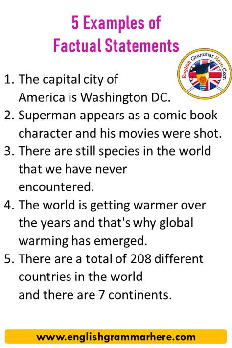 5 Examples Of Factual Statements Definition And Examples Table Of